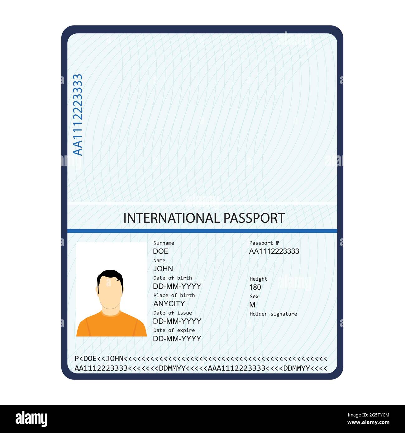 Passport with biometric data. Identification Document. international ...