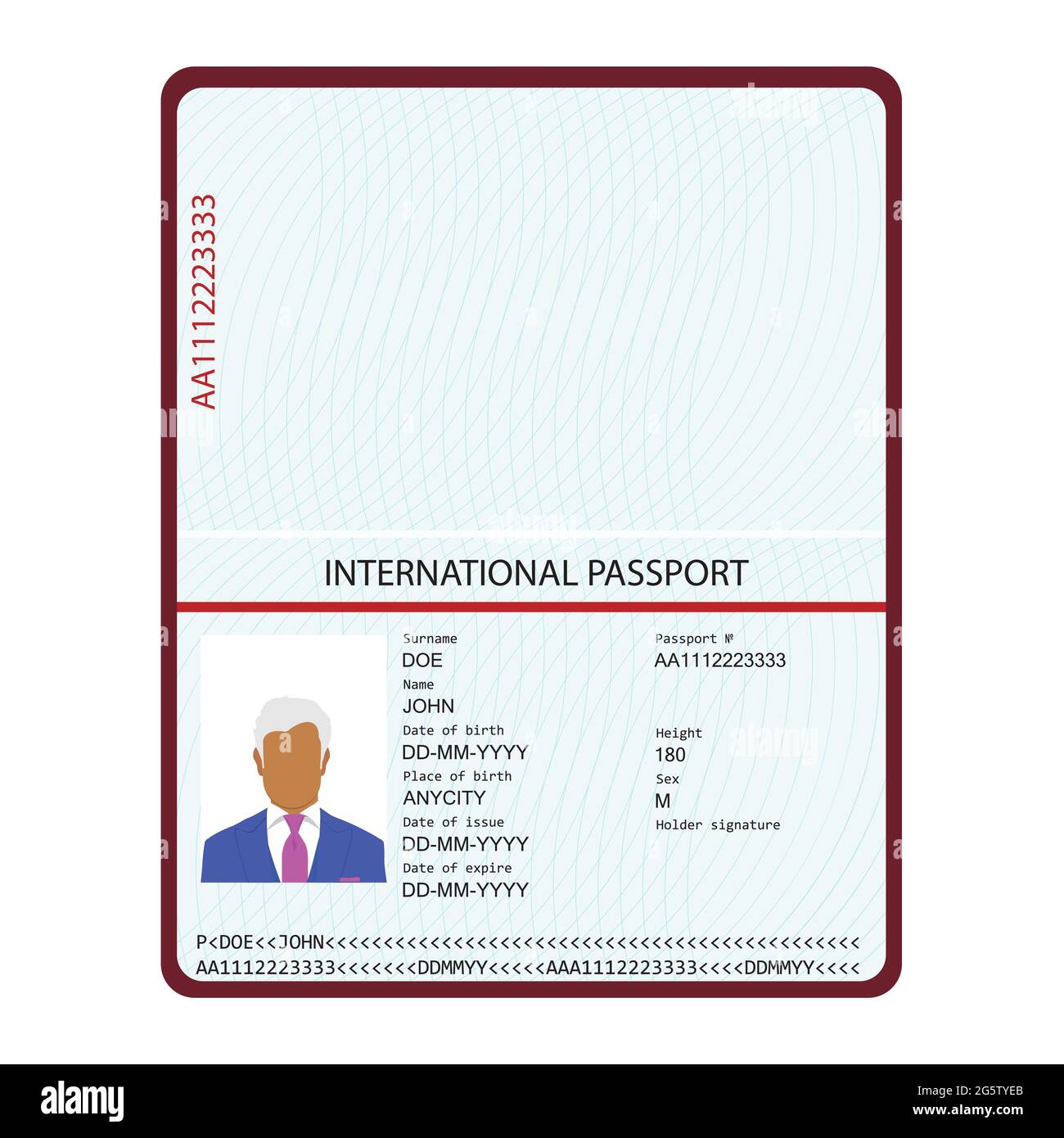 Passport with biometric data. Identification Document. international ...