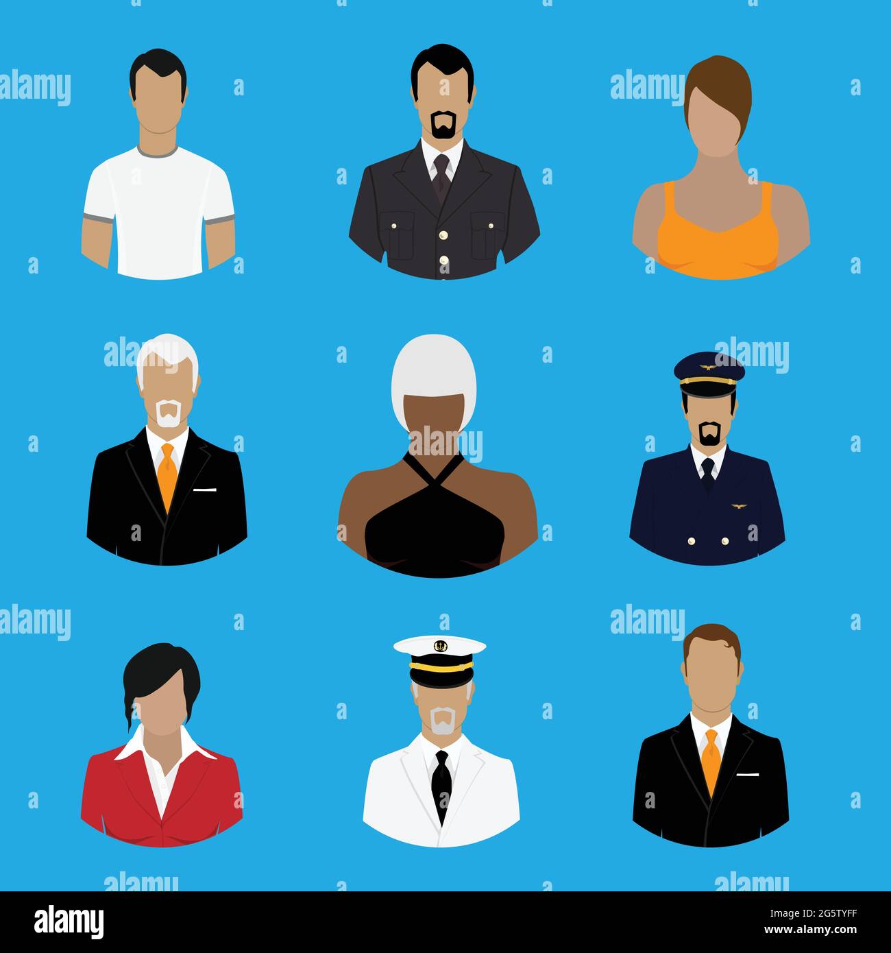 Vector illustration set of professions people. Flat style icons ...