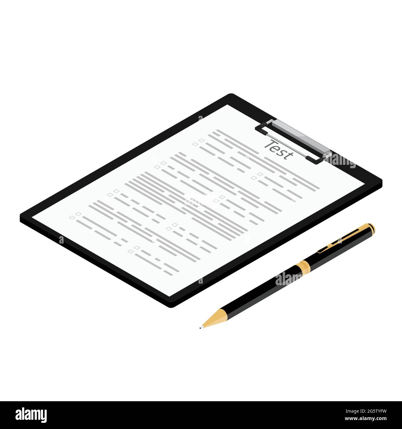 Survey or exam form paper document and ballpoint pen. Education test ...