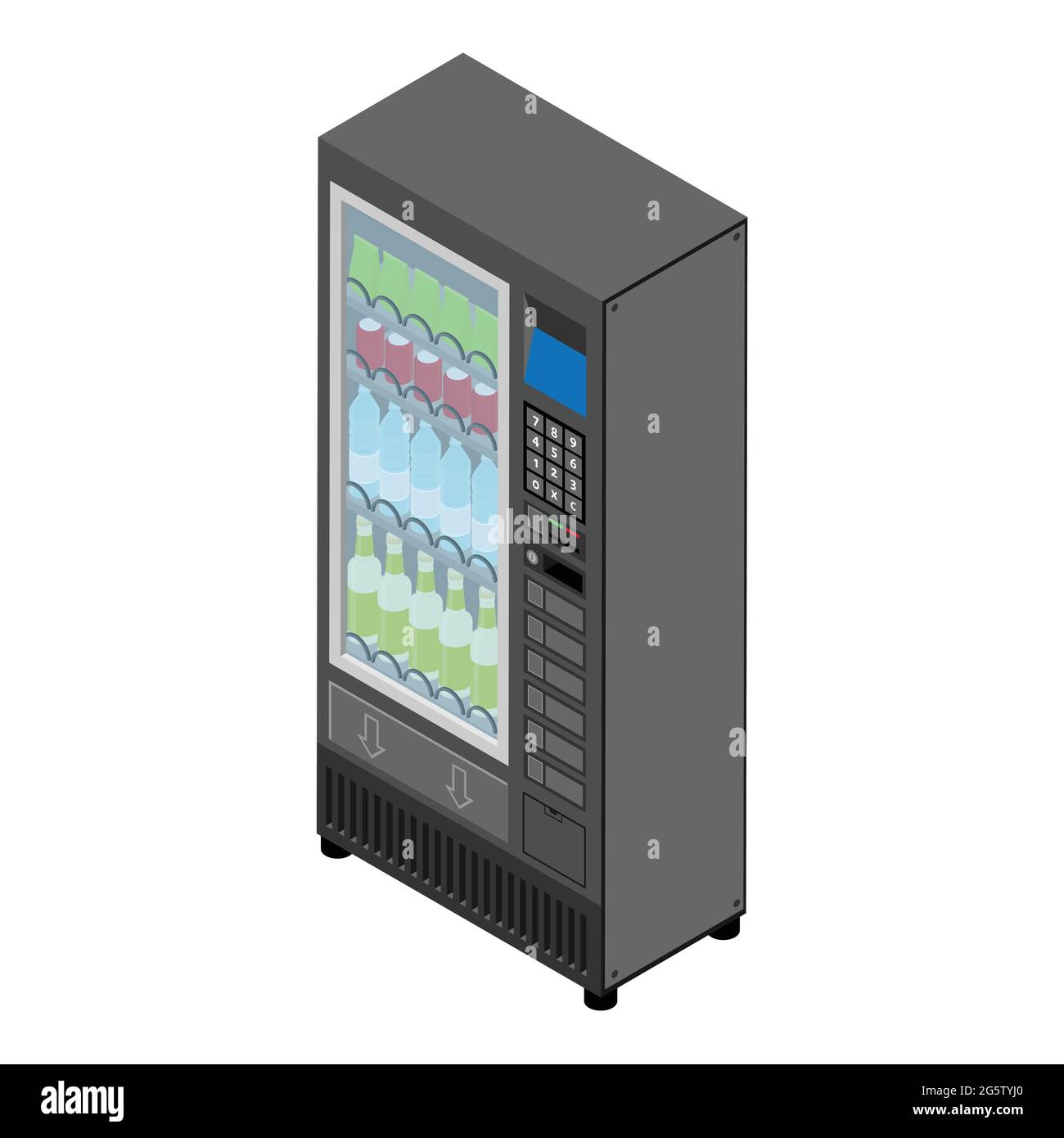 Vending machine with snacks and drinks isolated on white background ...