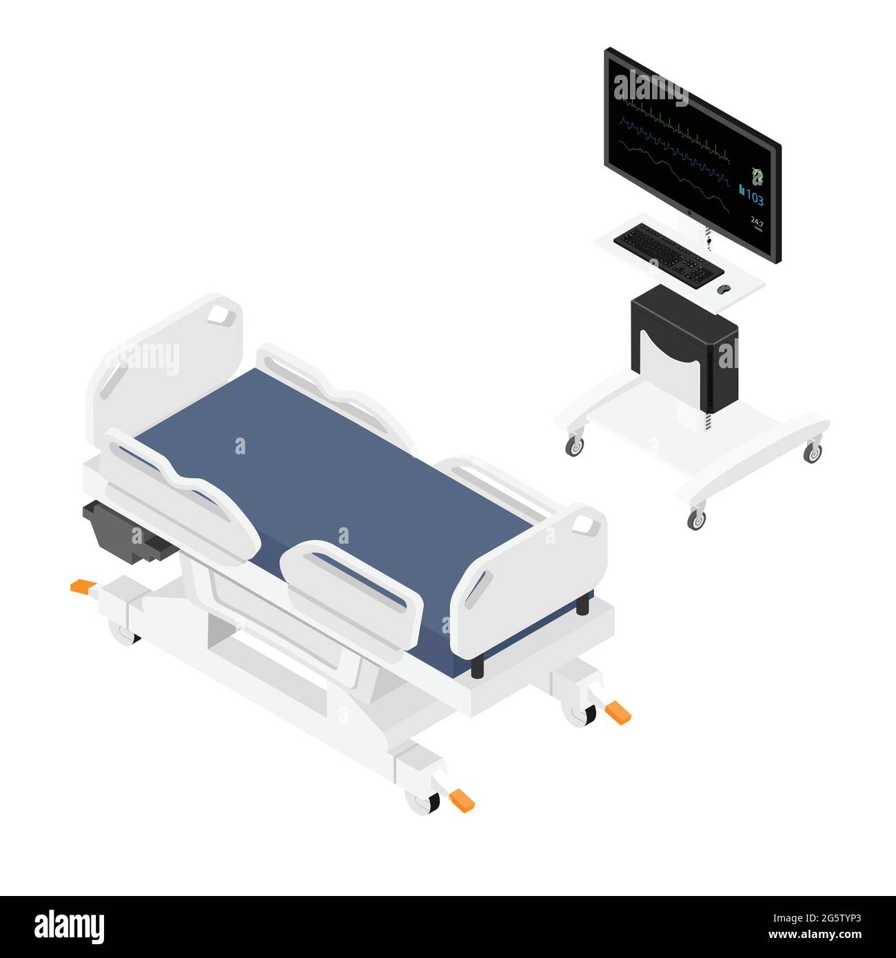 Mobile hospital medical bed and vital signs monitor for patient ...