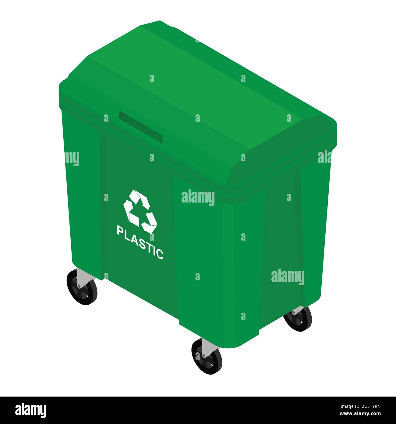 Isometric green garbage trash bin can dustbin container isolated on ...