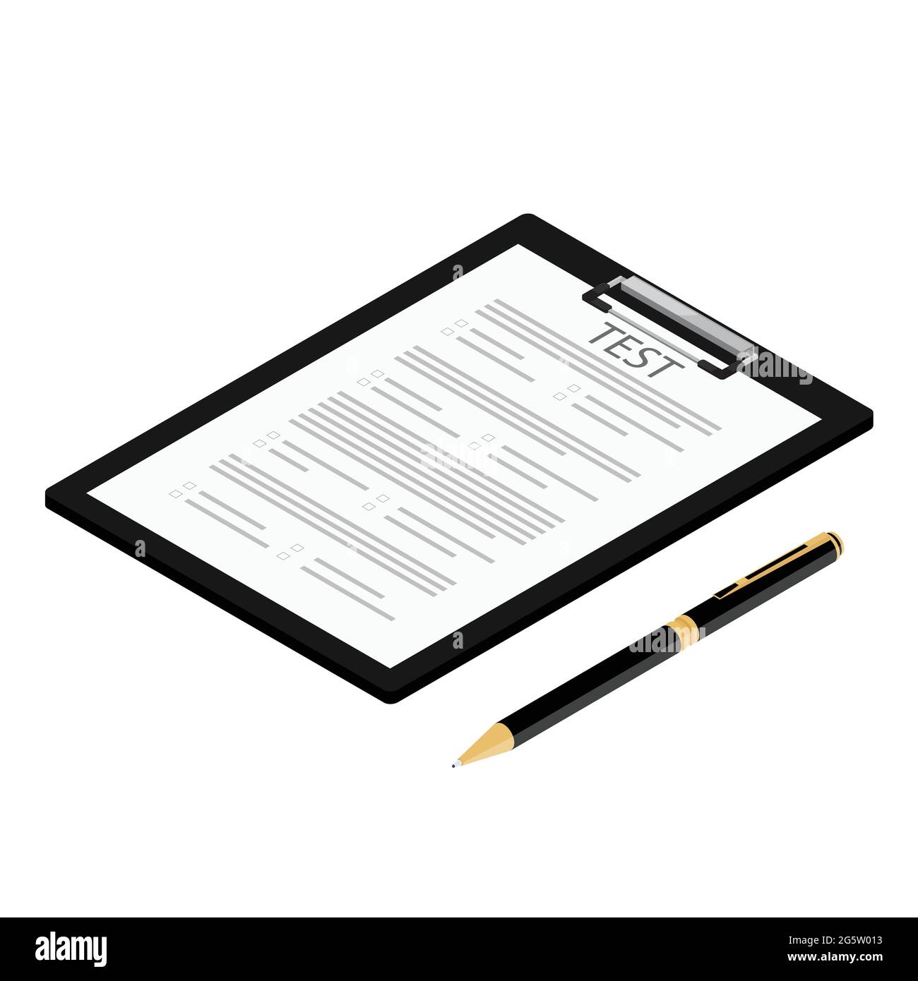 Survey or exam form paper document and ballpoint pen. Education test ...