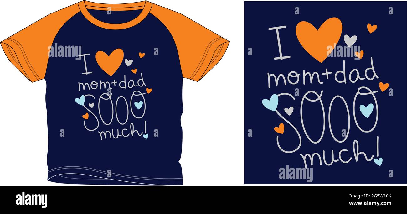 I love mom dad soo much graphic design vector illustration Stock Vector ...