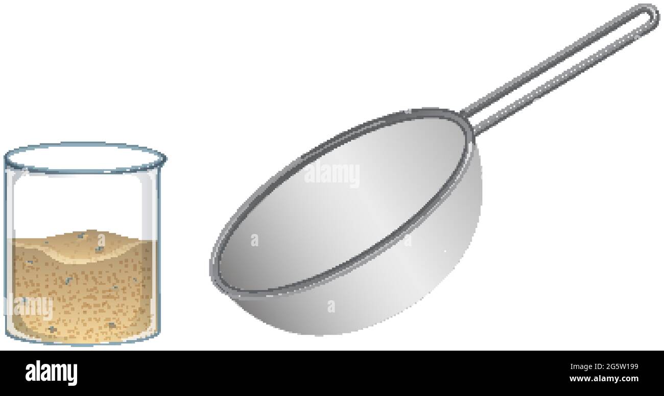 Sifting Sand Experiment with Sand and Colander illustration Stock ...