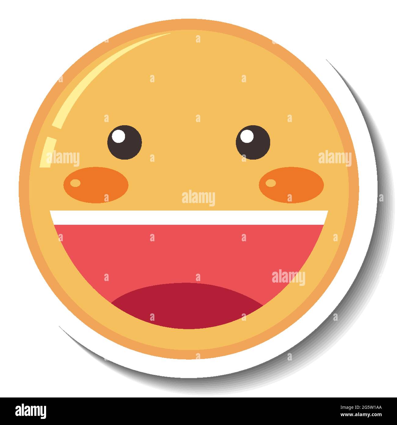 A sticker template with smile face emoji isolated illustration Stock ...