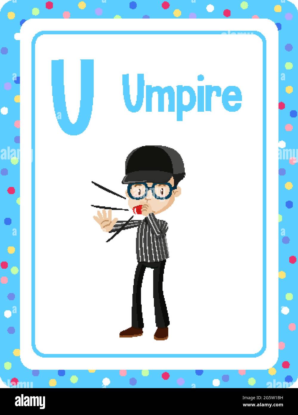 Alphabet flashcard with letter U for Umpire illustration Stock Vector ...