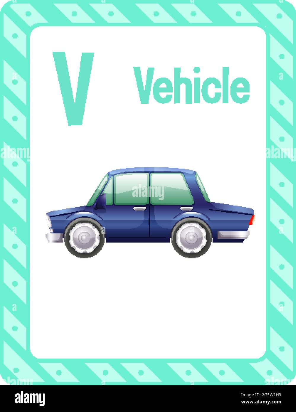 Alphabet flashcard with letter V for Vehicle illustration Stock Vector ...