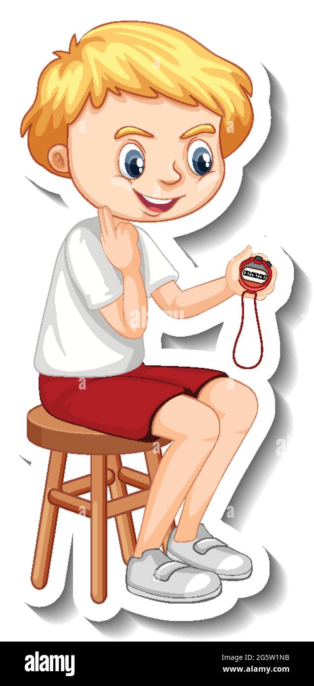 Sticker design with a coach boy holding timer illustration Stock Vector ...