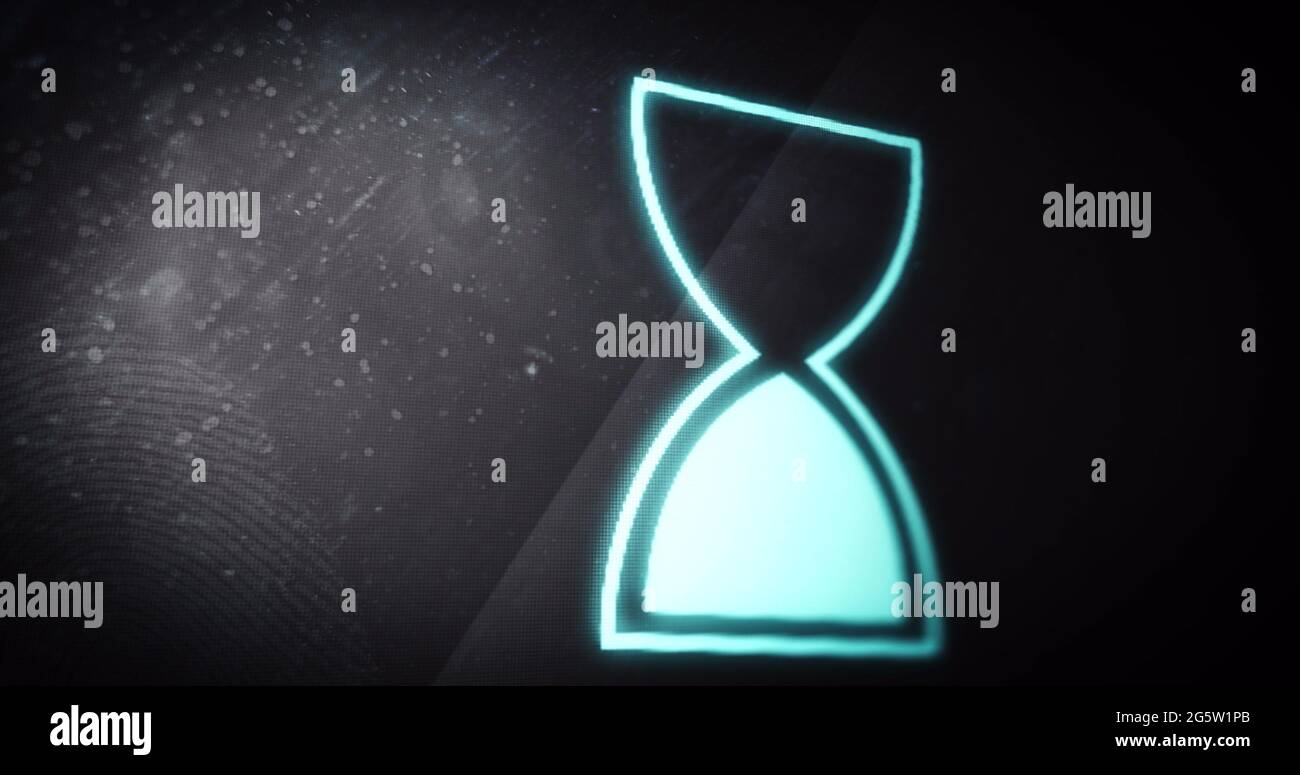 Image of glowing loading hourglass digital interface Stock Photo - Alamy