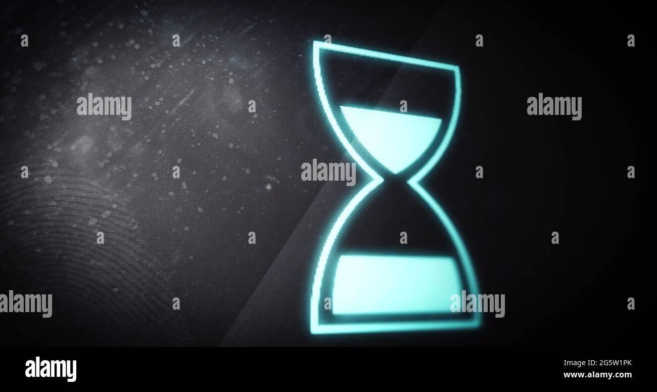 Image of glowing loading hourglass digital interface Stock Photo - Alamy
