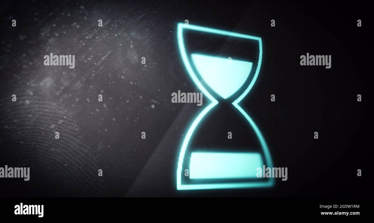 Image of glowing loading hourglass digital interface Stock Photo - Alamy