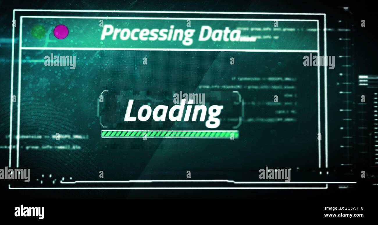 Image of loading processing data text flashing digital interface Stock ...