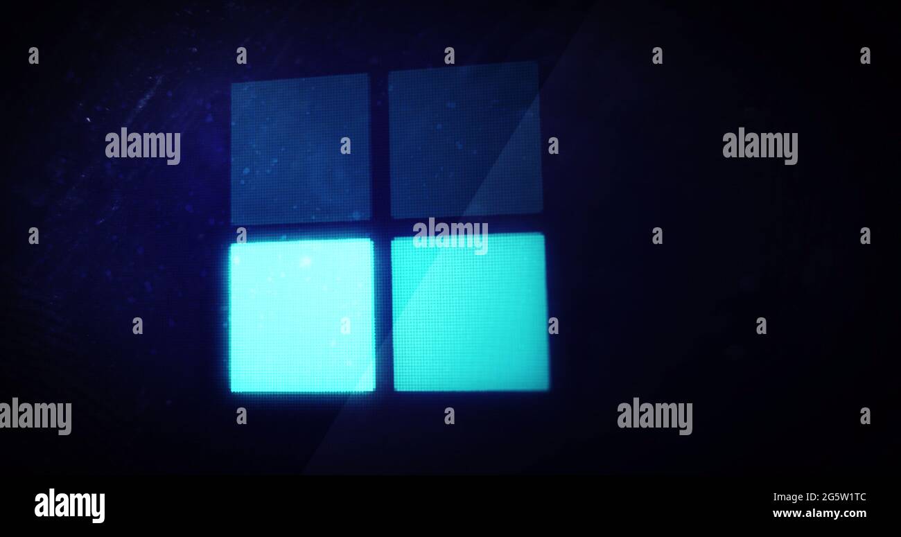 Image of glowing loading squares digital interface Stock Photo - Alamy
