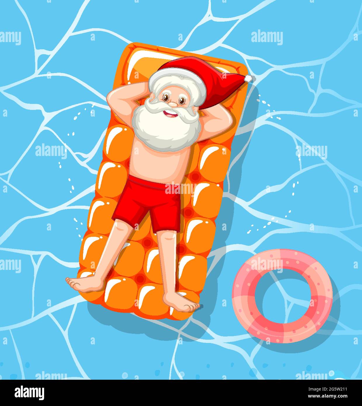 Santa Claus relax in the pool summer theme illustration Stock Vector ...