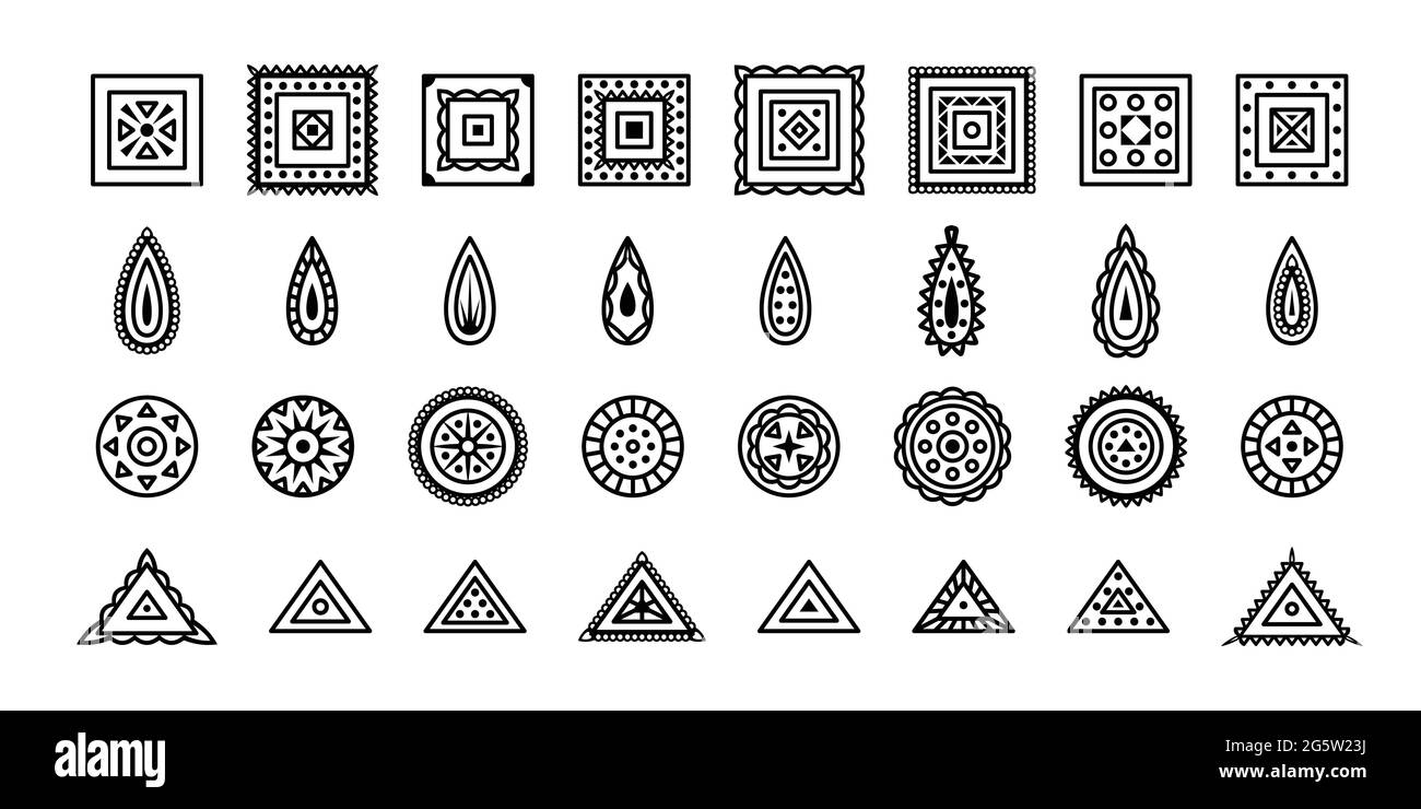 Set of vector geometrical ornaments in boho style Stock Vector Image ...