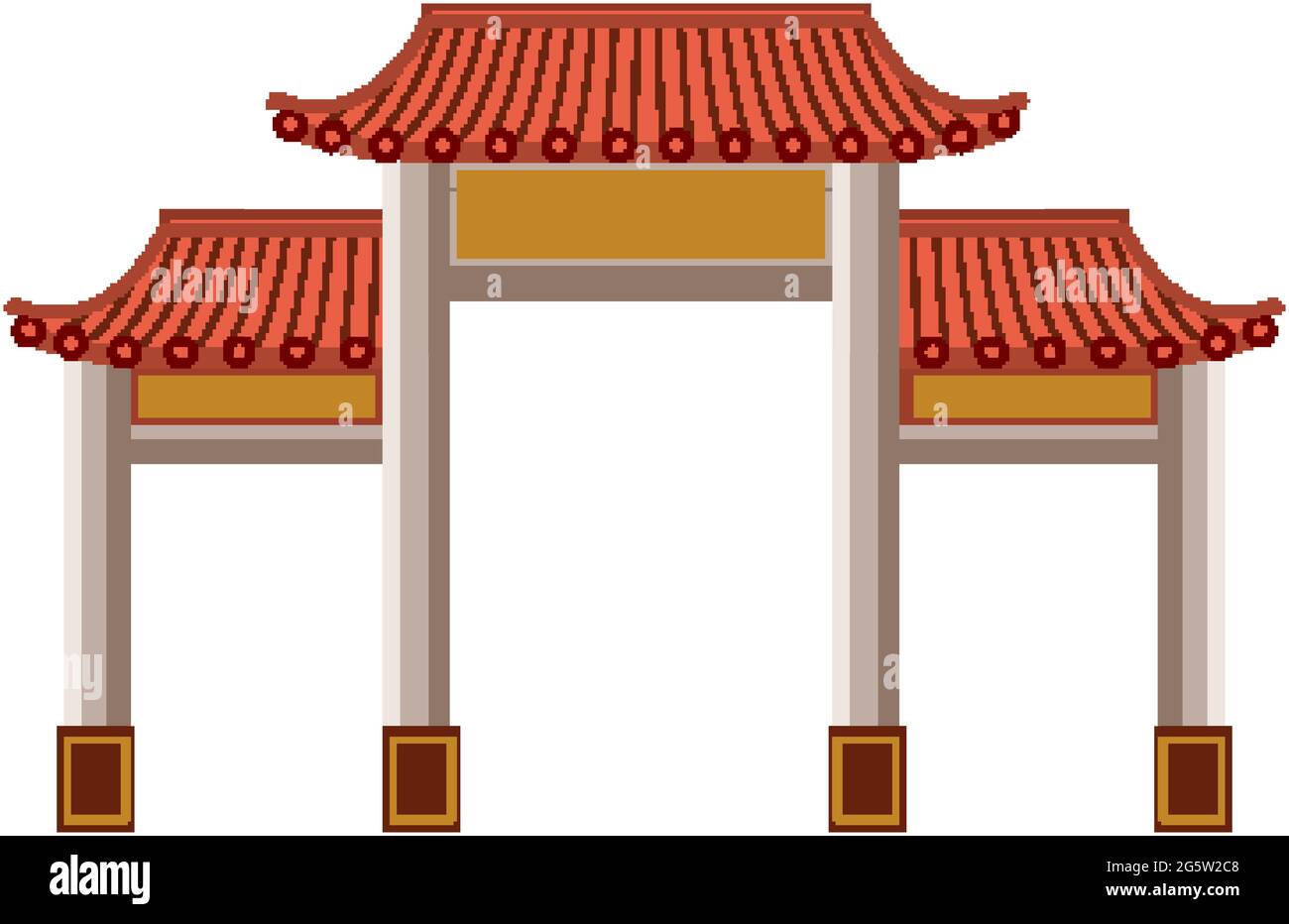 Chinese Gate or Paifang isolated on white background illustration Stock ...