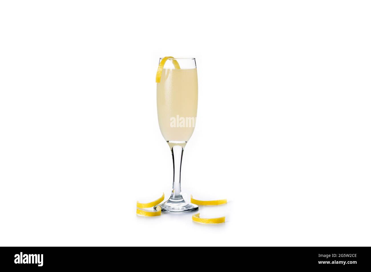 French 75 cocktail in glass isolated on white background Stock Photo ...