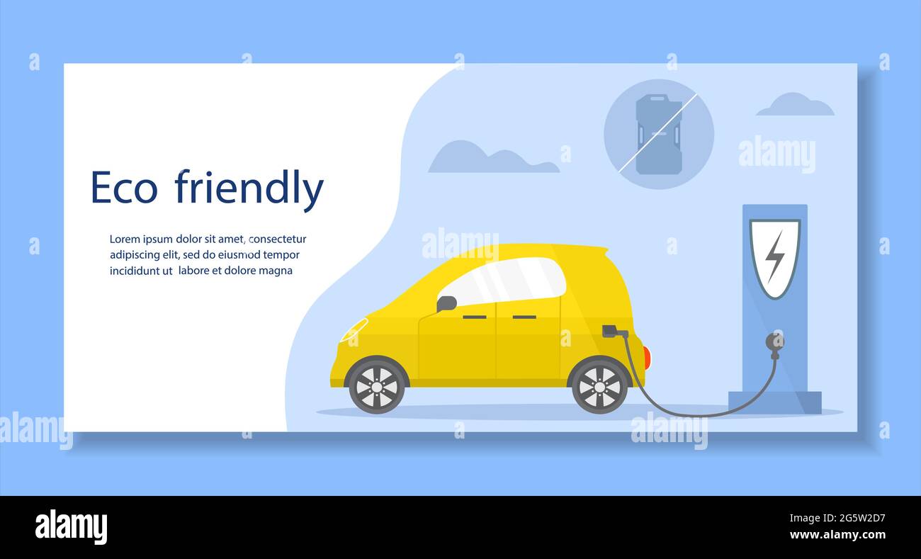 Vector illustration Electric car. Green energy. New transport eco ...