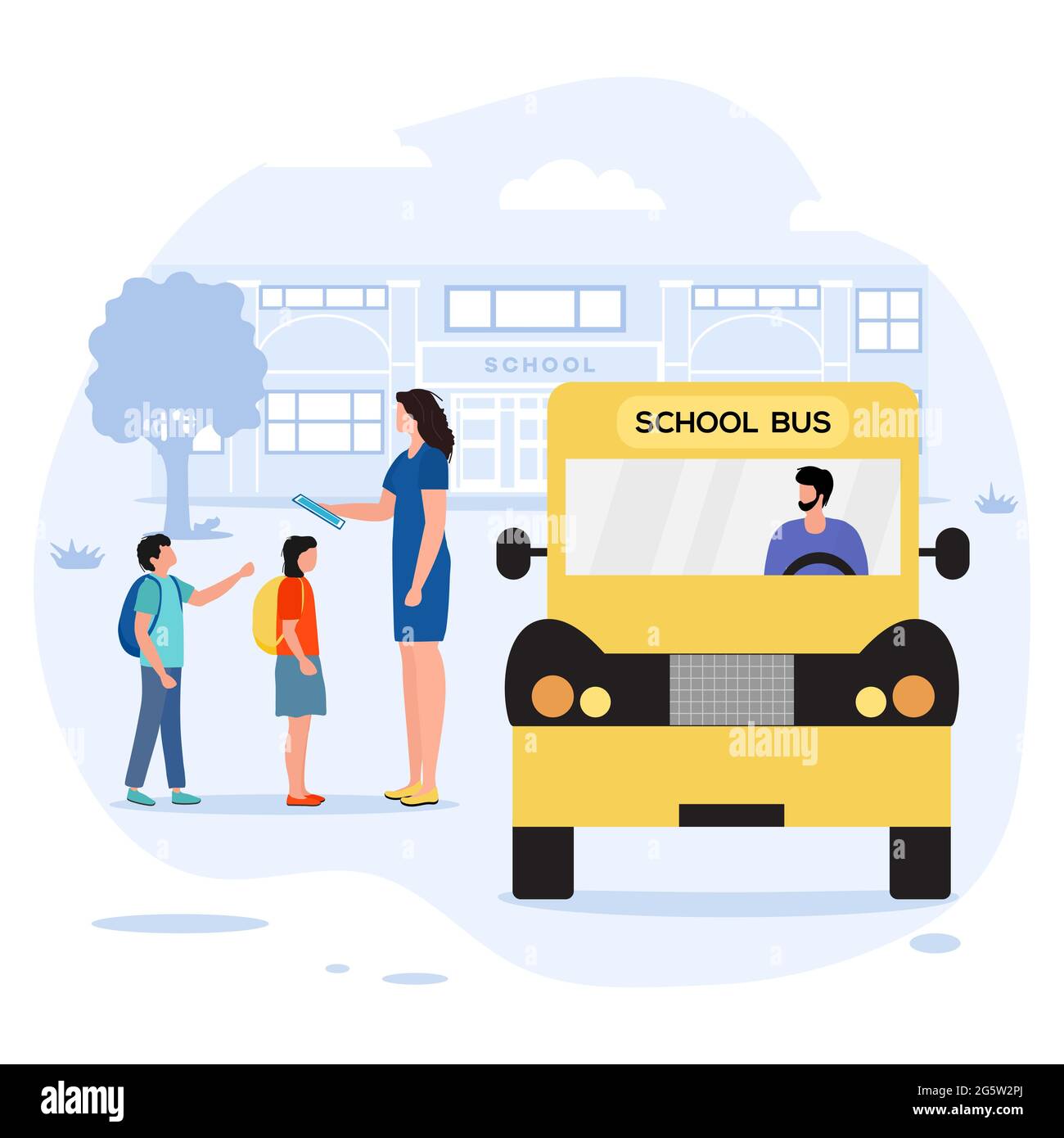 Getting Off A School Bus Clipart