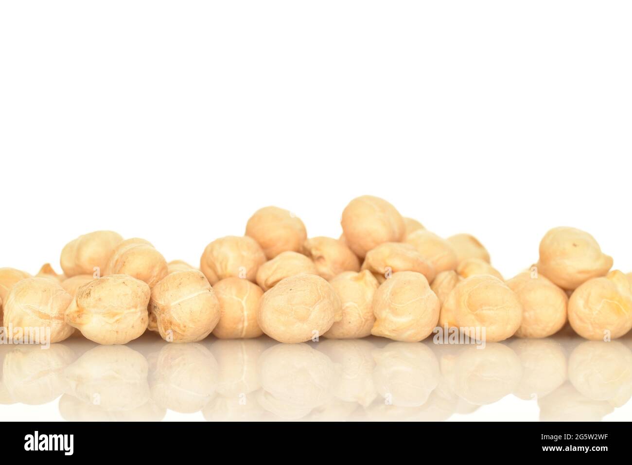 Organic uncooked chickpeas, close-up, isolated on white Stock Photo - Alamy