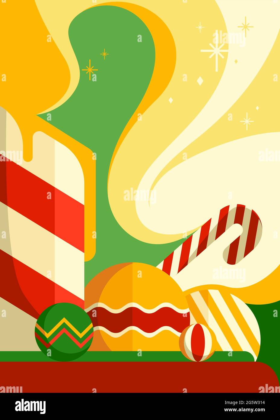 Poster with candle and christmas decorations. Placard design in ...
