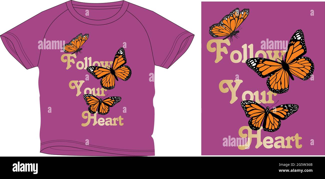follow your heart butterfly graphic design vector illustration Stock ...