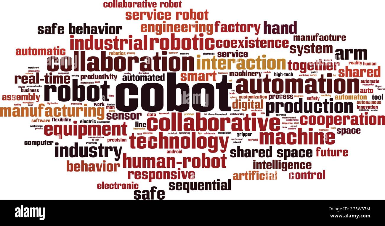 Cobot word cloud concept. Collage made of words about cobot. Vector ...