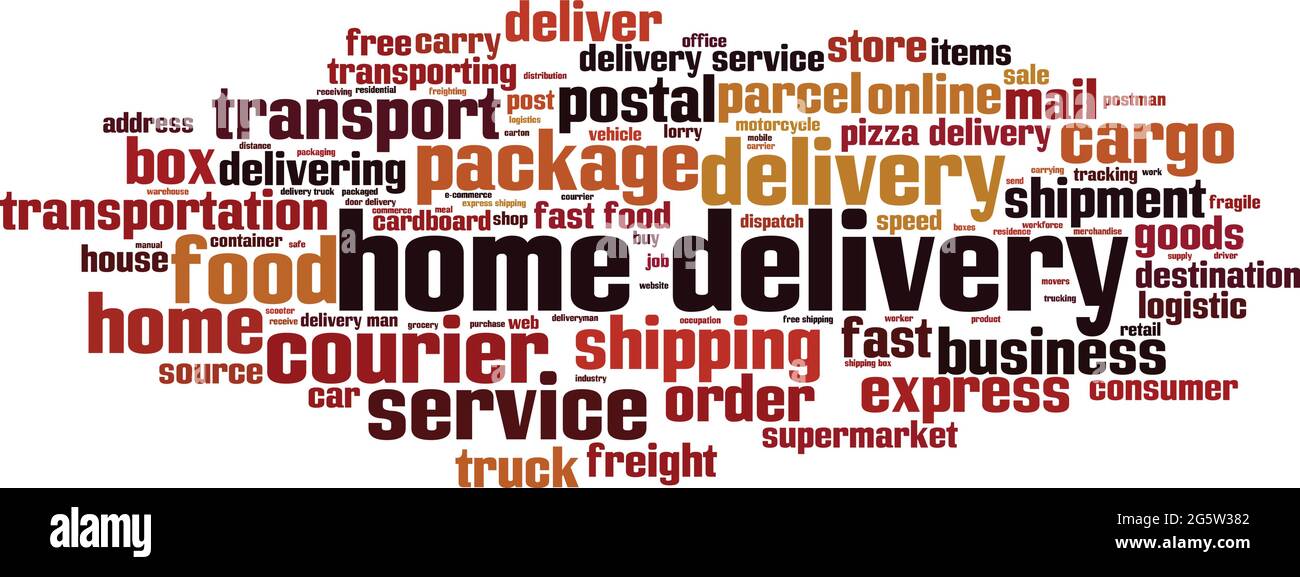 Home delivery word cloud concept. Collage made of words about home ...