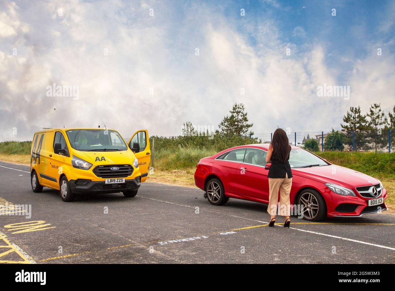 Lady driver alone Southport, Merseyside. Uk Weather 30 June 2021, Early ...