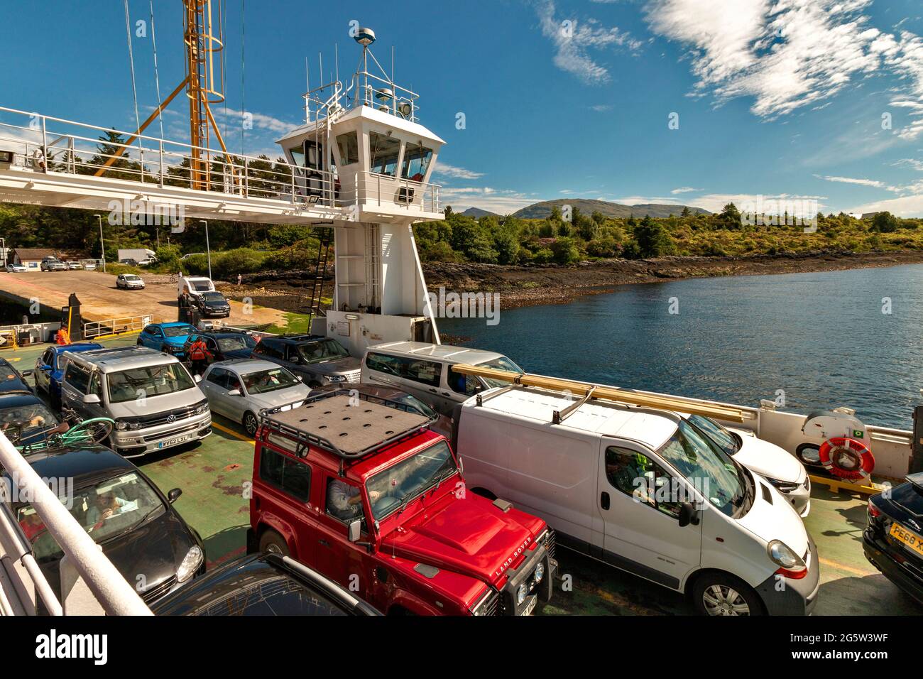 CORRAN FERRY LOCH LINNHE FORT WILLIAM SCOTLAND ON BOARD CREW LOADING ...
