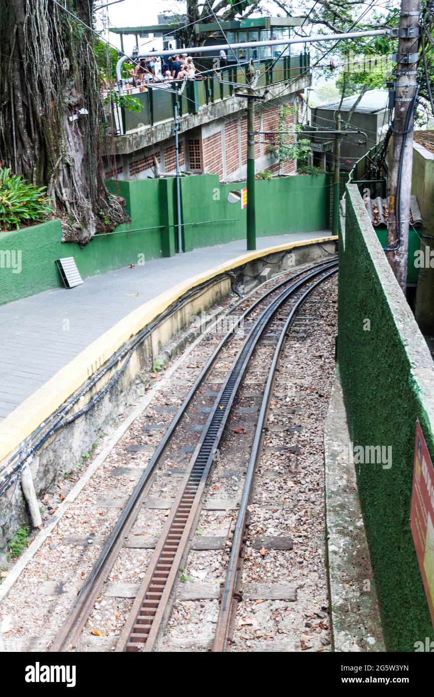 Steep track of a rail line to Corcovado hill (locaion of Christ the ...