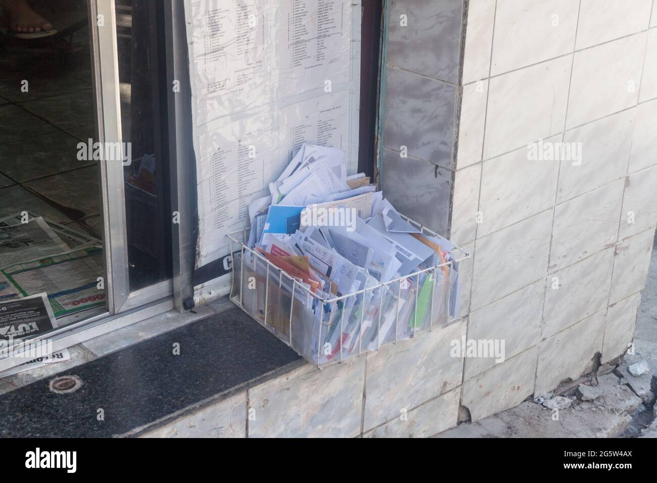 RIO DE JANEIRO, BRAZIL - JAN 29: Post box in favela Rocinha in Rio de ...
