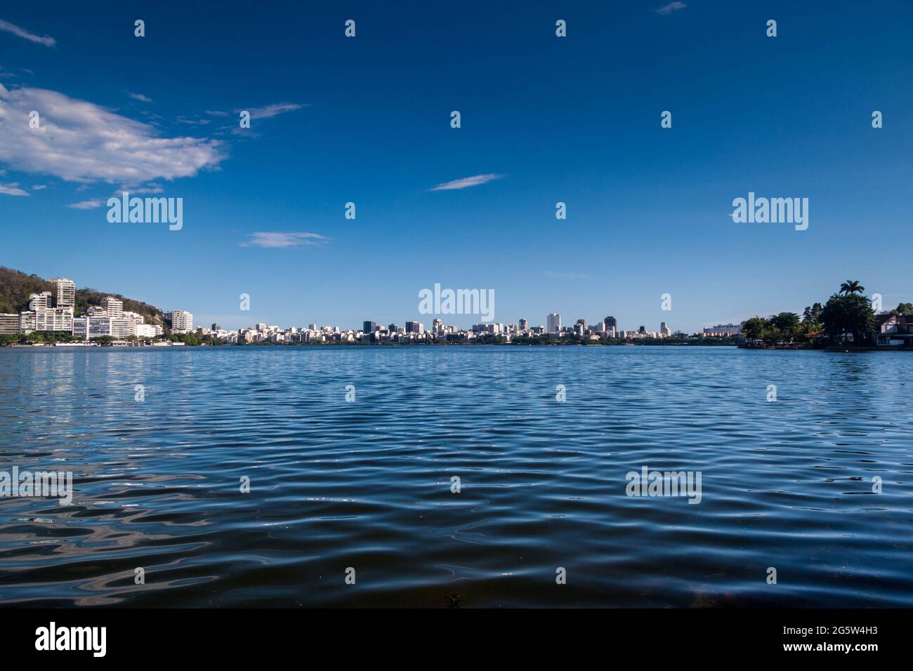 Lagoon Rodrigo de Freitas and Ipanema neighborhood skyline in Rio de ...