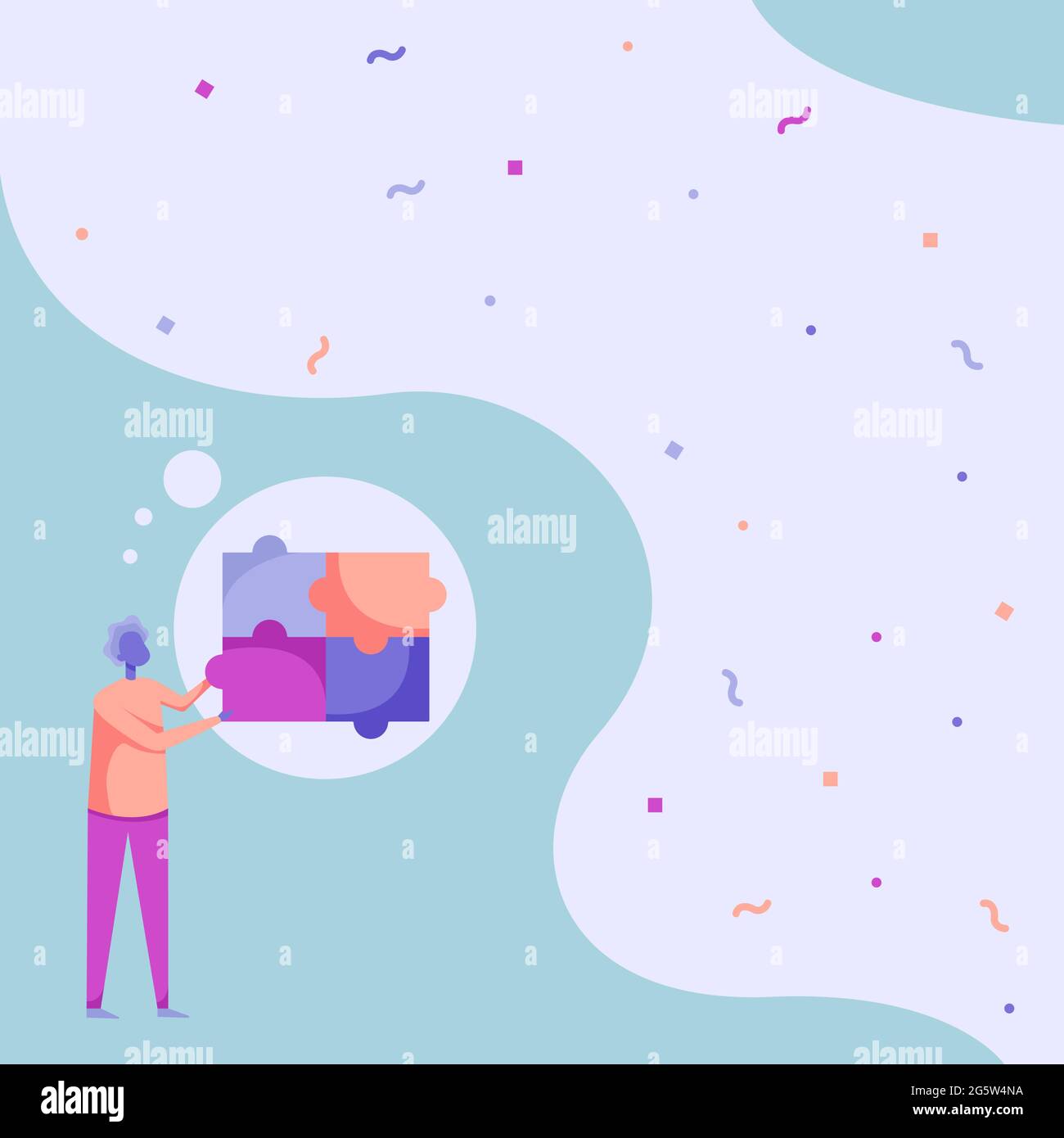 Man Drawing Standing Fitting Four Jigsaw Pieces Showing Solved Problem ...