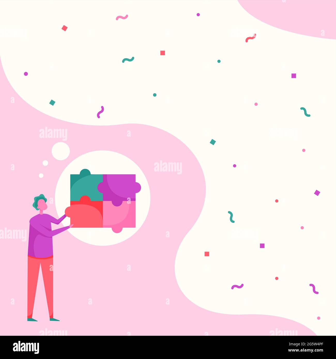 Man Drawing Standing Fitting Four Jigsaw Pieces Showing Solved Problem ...
