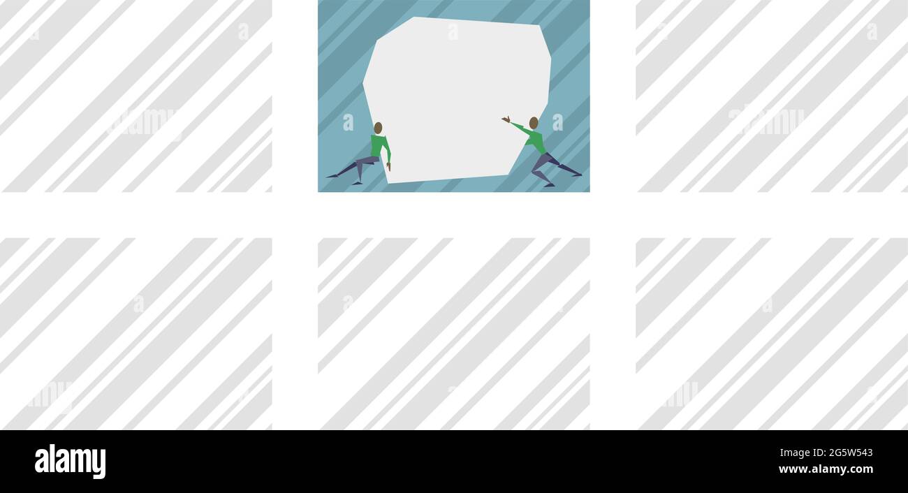 Two Men Illustration Trying To Lift Extra Large Rock To Free The Way ...