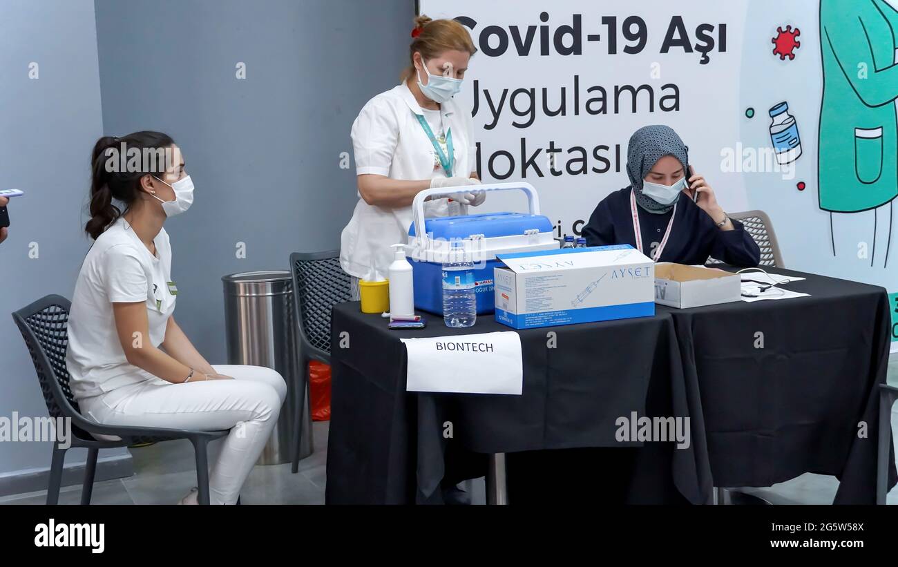 Turkey on June 29, 2021. Turkish people whose age is 18 and over have ...