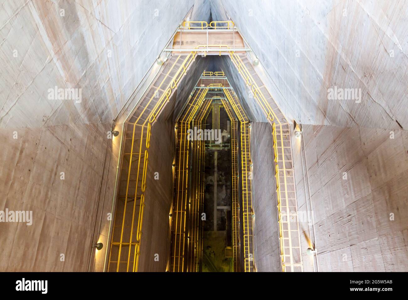 Interior of a structure of Itaipu dam on river Parana on the border of ...
