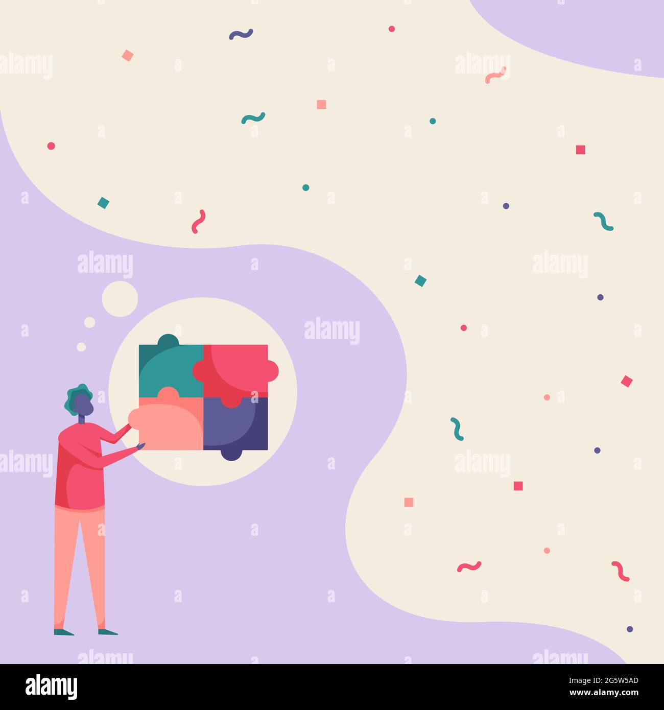 Man Drawing Standing Fitting Four Jigsaw Pieces Showing Solved Problem ...