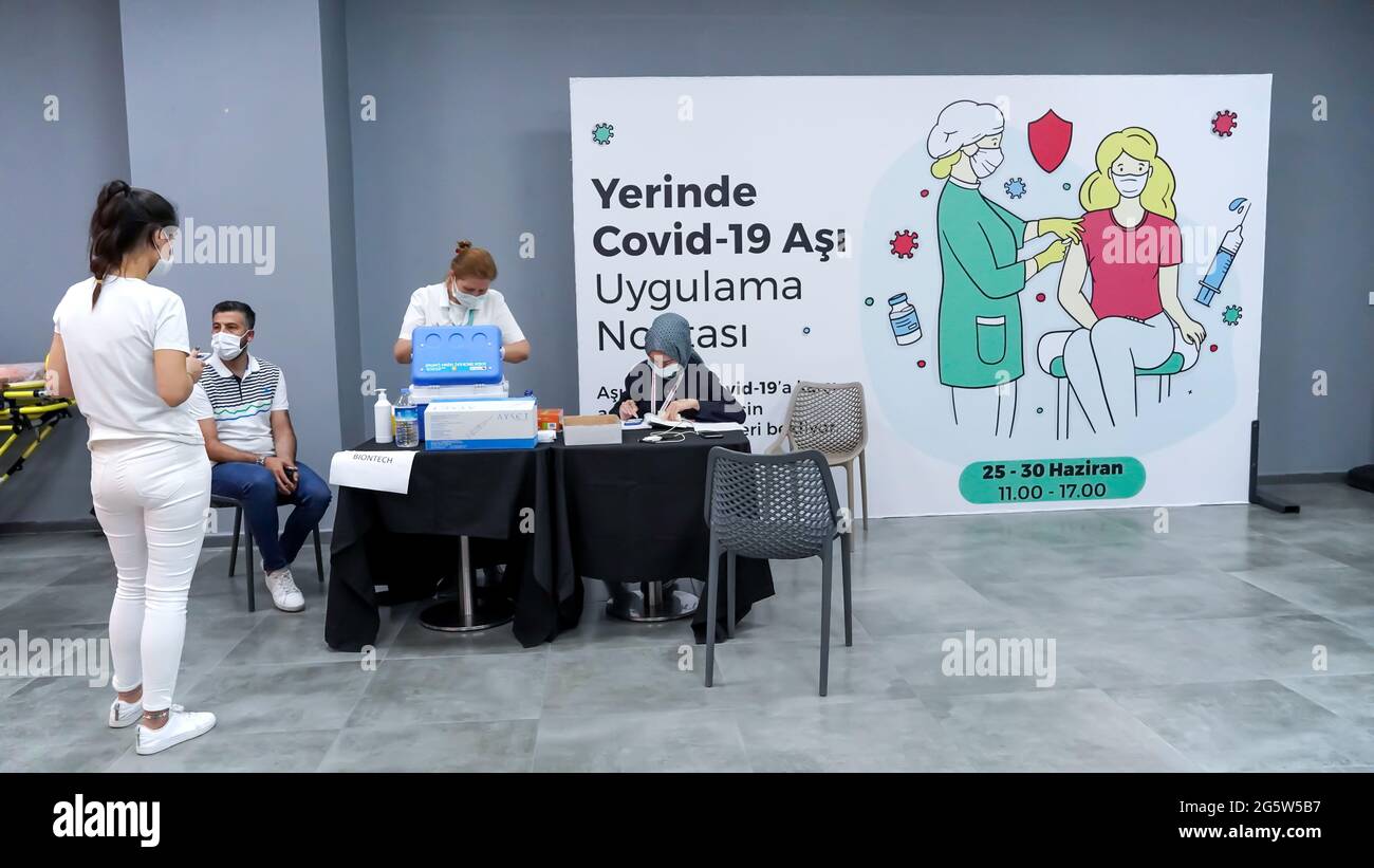 Turkey on June 29, 2021. Turkish people whose age is 18 and over have ...