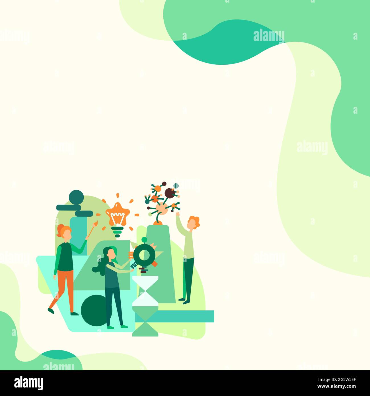 Three Collagues Illustration Practicing Hand Crafts Together. Students ...