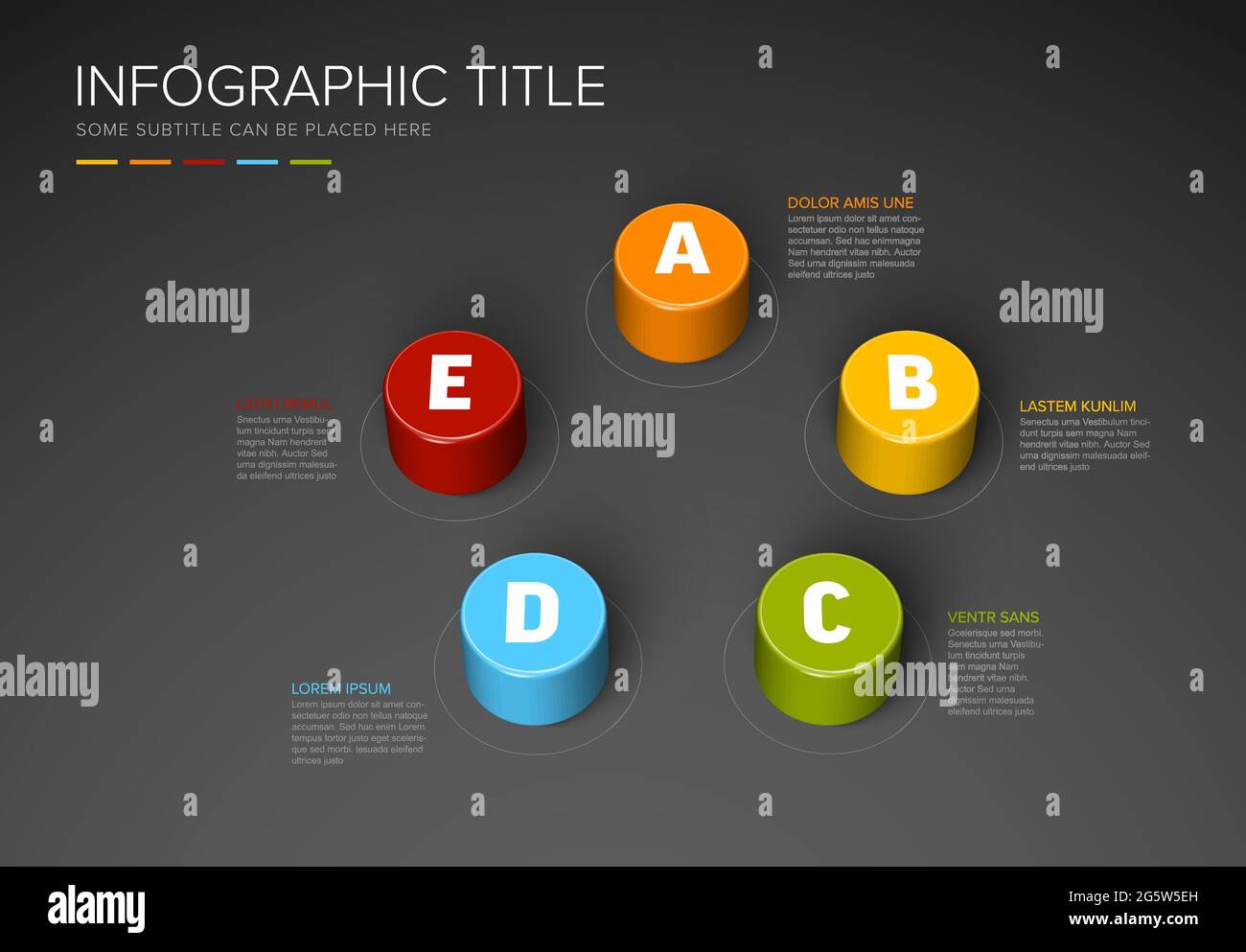 Vector multipurpose Infographic template made from five color cylinders ...