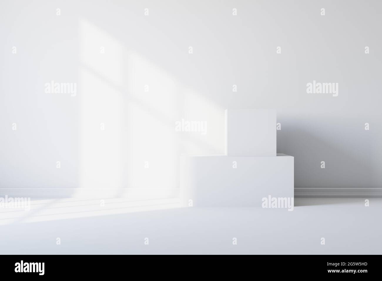 White room with shadow from the light from the window. 3d rendering ...