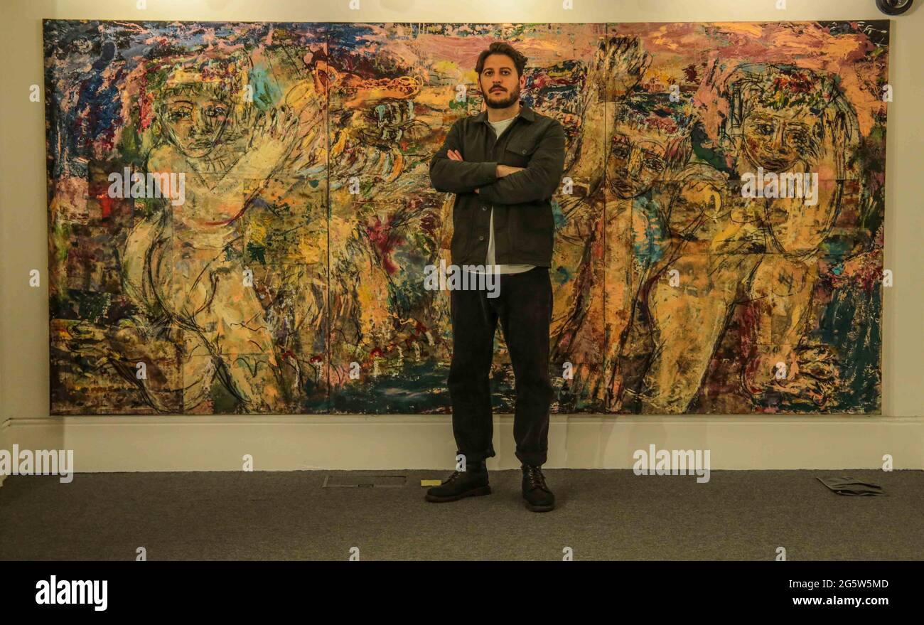 London UK 30 June 2021 British artist Daniel Crews-Chubb with his ...