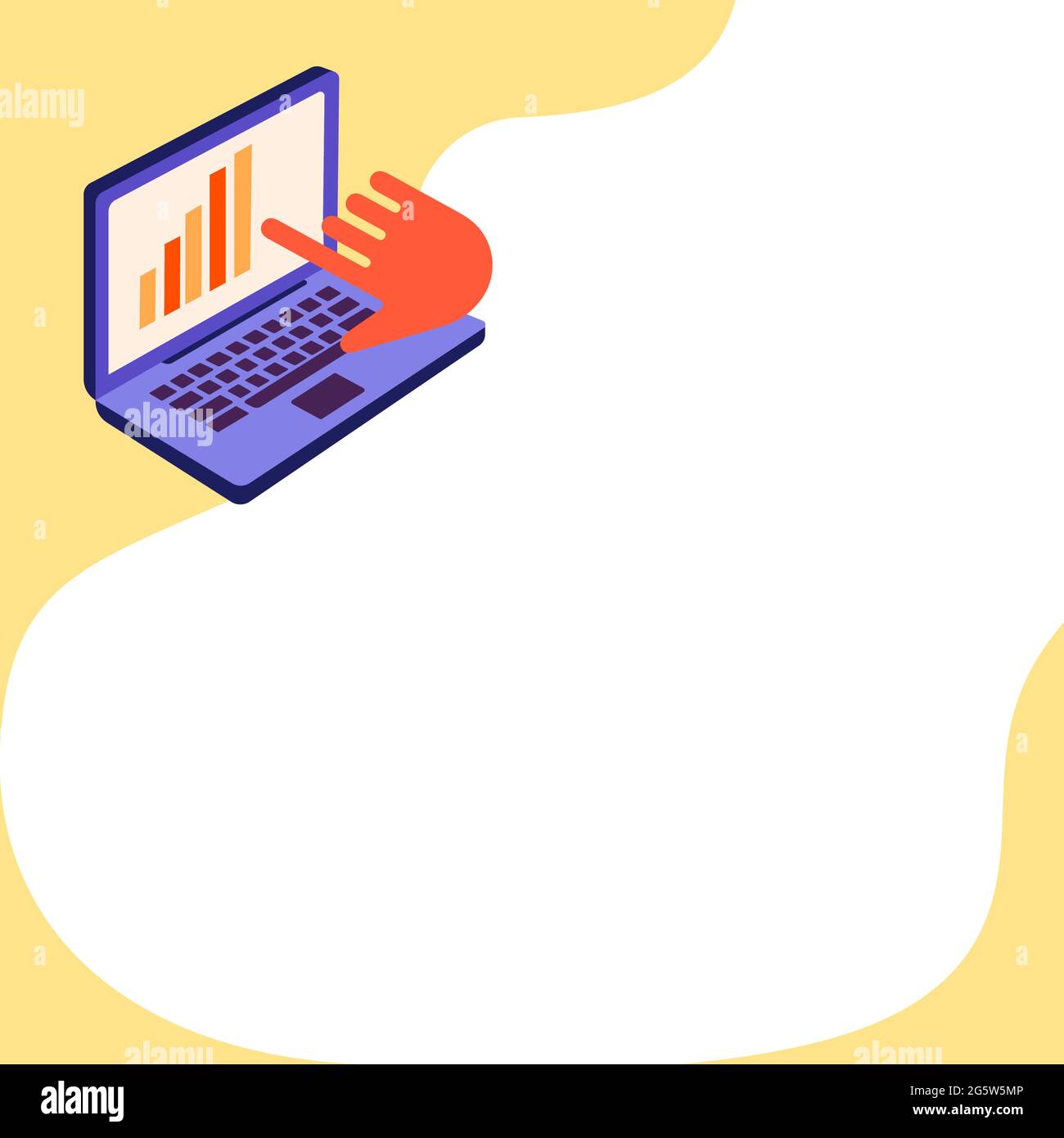 Laptop Drawing Showing Graph Growth Hand Pointing Screen. Notebook ...