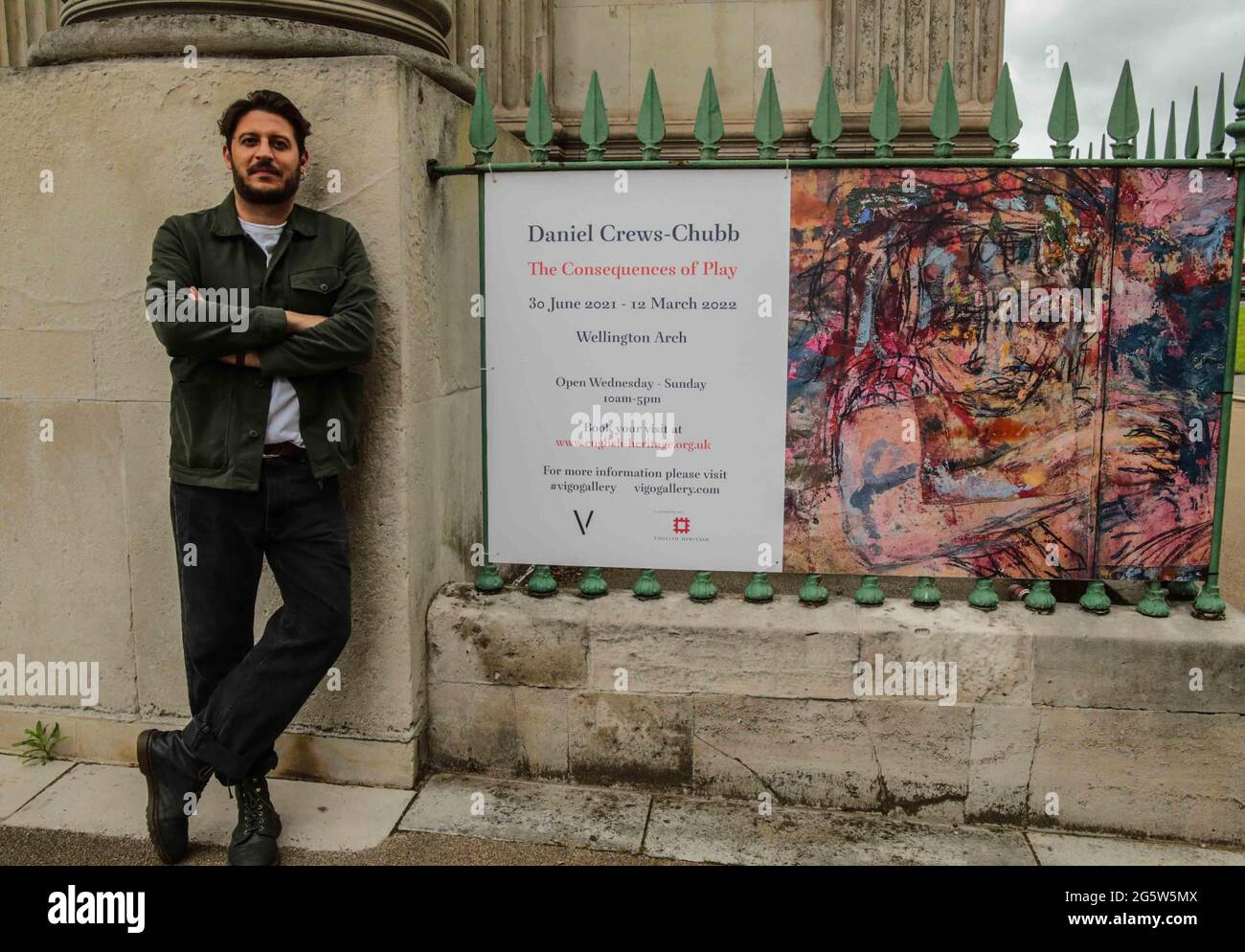 London UK 30 June 2021 British artist Daniel Crews-Chubb with his ...