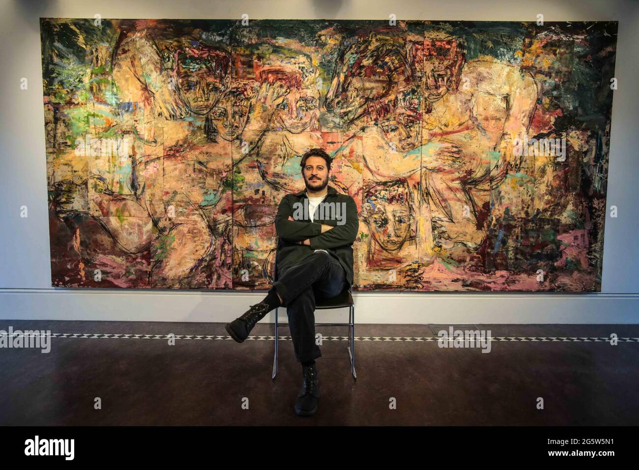 London UK 30 June 2021 British artist Daniel Crews-Chubb with his ...