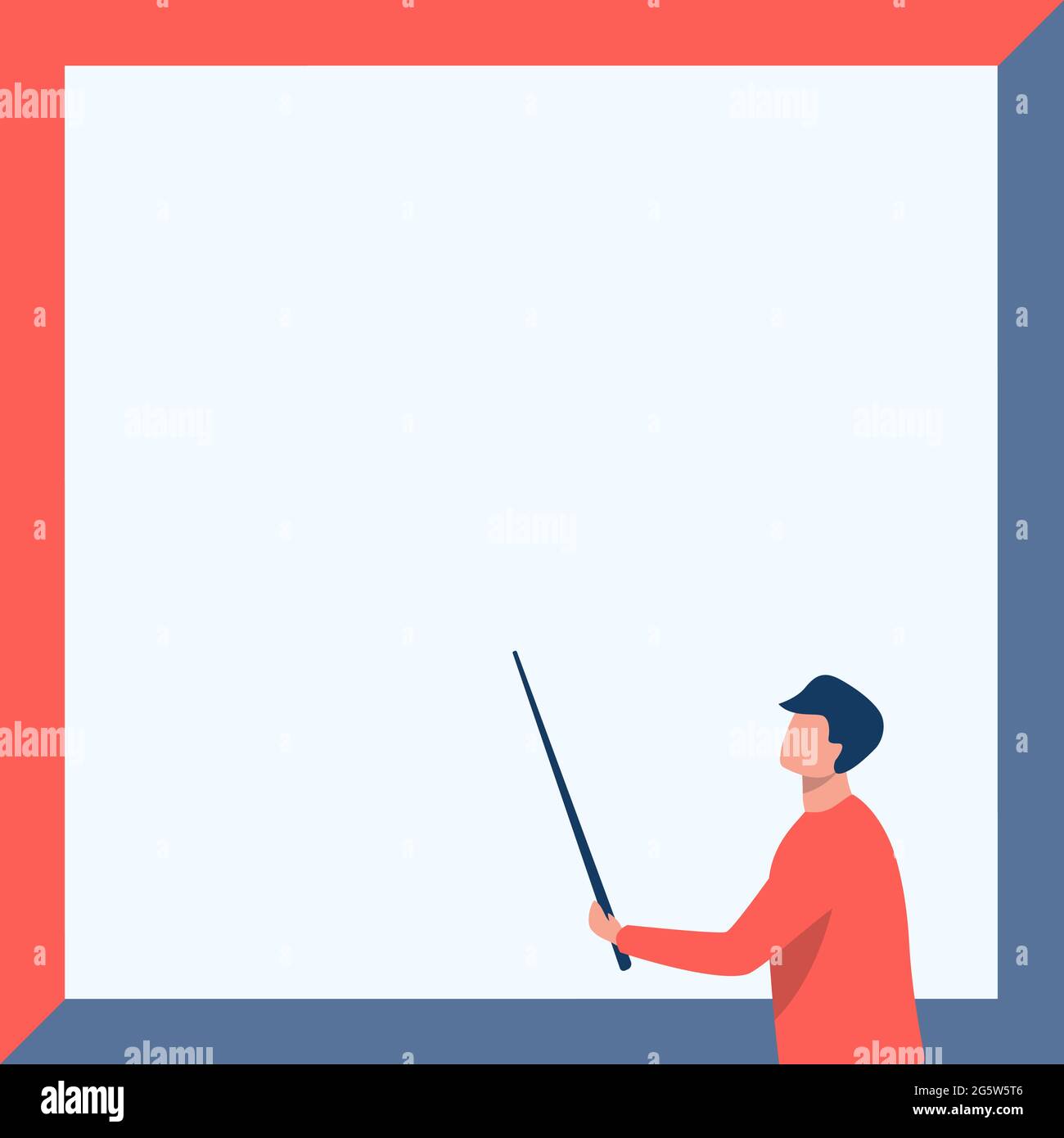 Instructor Drawing Holding Stick Pointing Board Showing New Lessons ...
